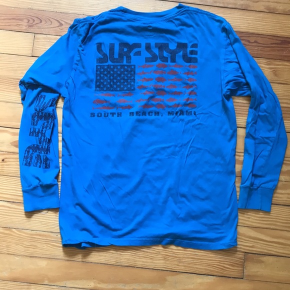 surf style | Shirts | Mens Sz M Surf Style Long Sleeve Blue Shirt Guc ...